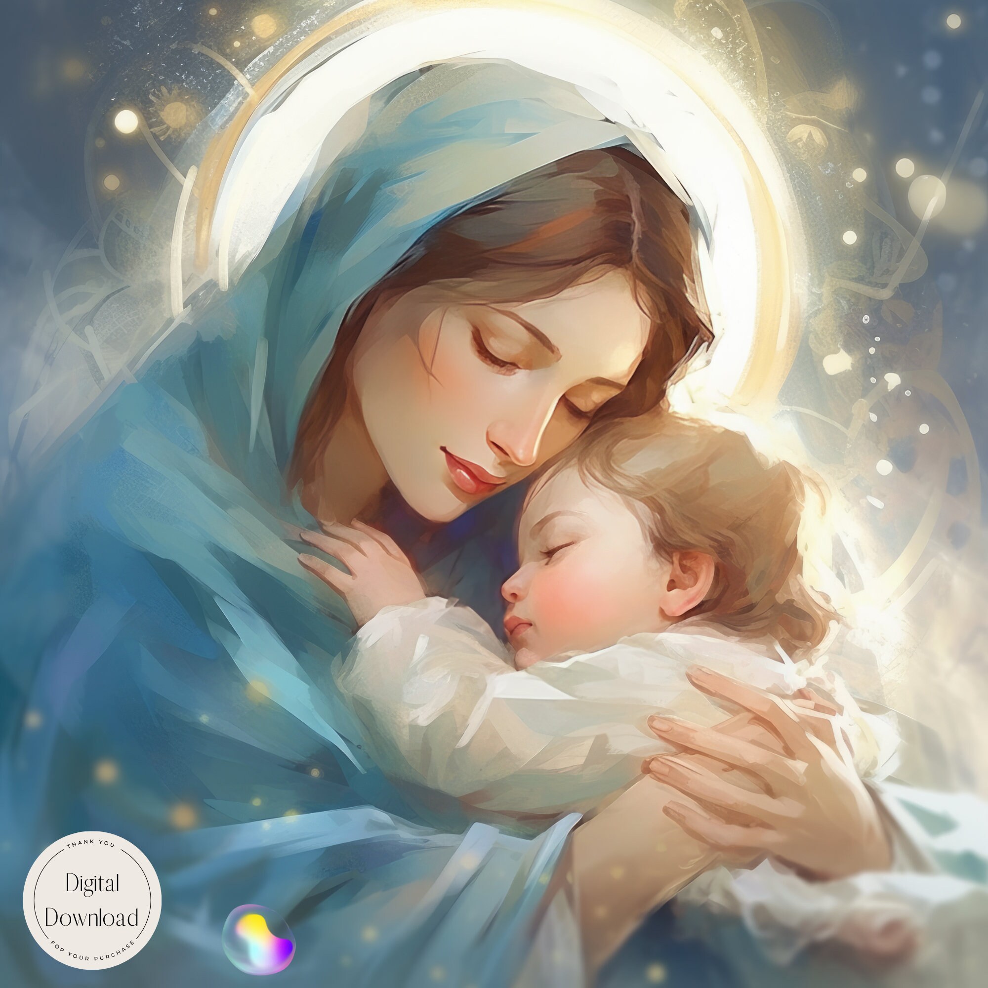 Mother Mary and Baby Jesus Printable Art 34 | Instant Download ...