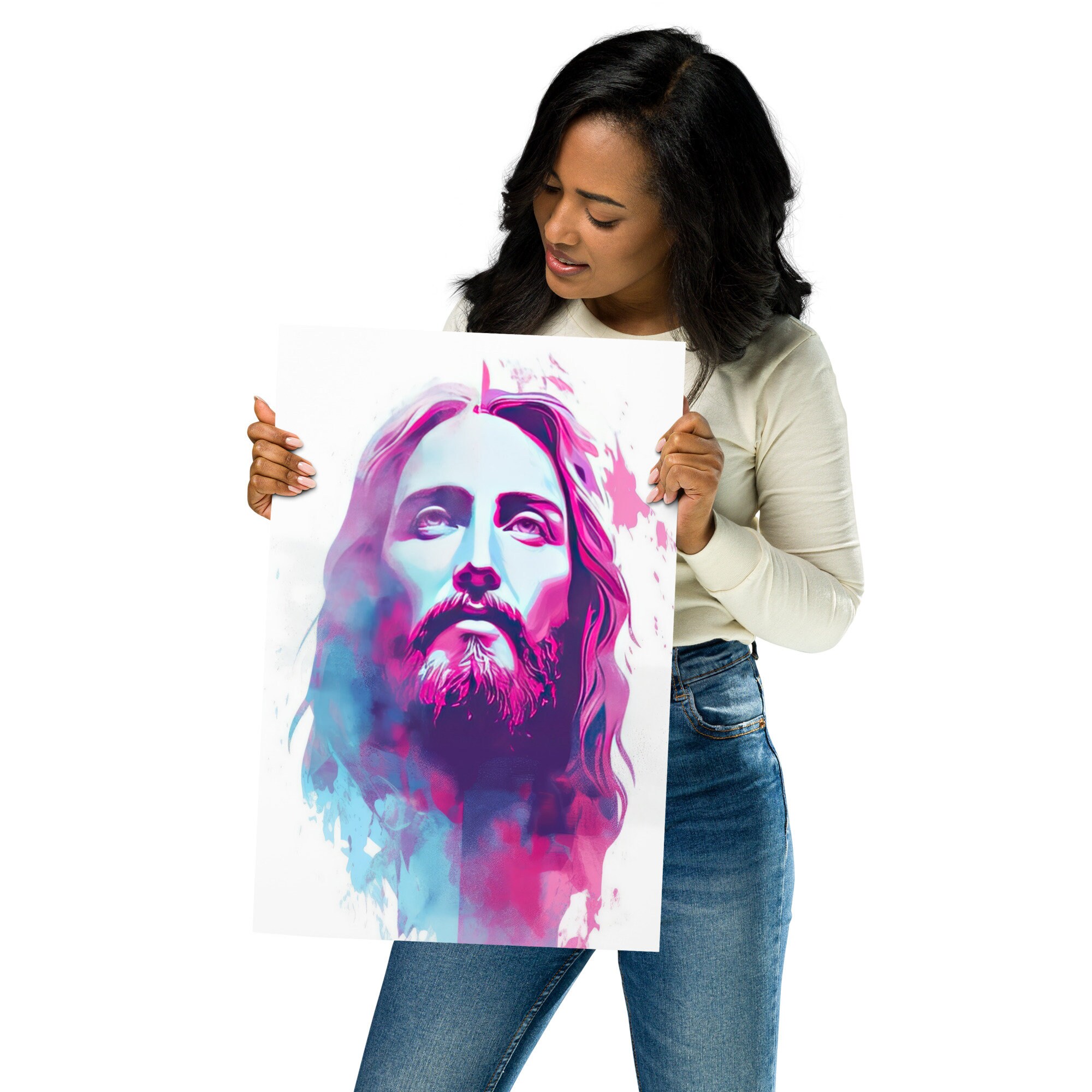 Shepherd's Embrace: Jesus Christ Poster Lamb of God - Etsy