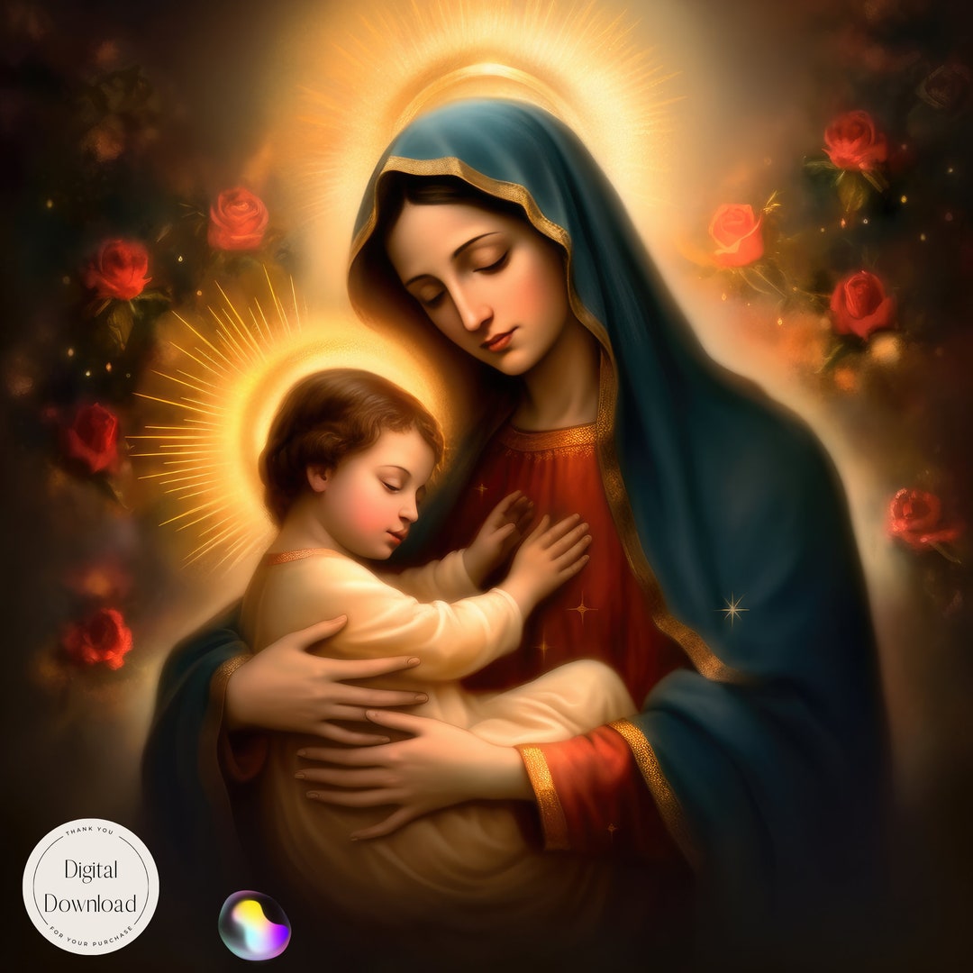 Mother Mary and Baby Jesus Printable Art 63 | Instant Download | Sick ...