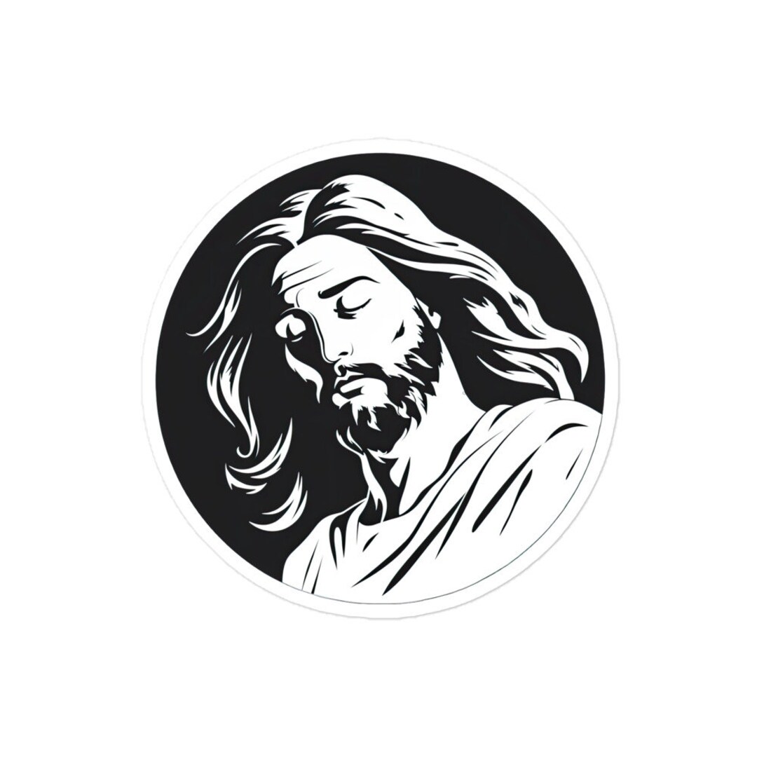 Black and White Jesus Christ Sticker | Kiss-cut & Bubble-free Premium ...
