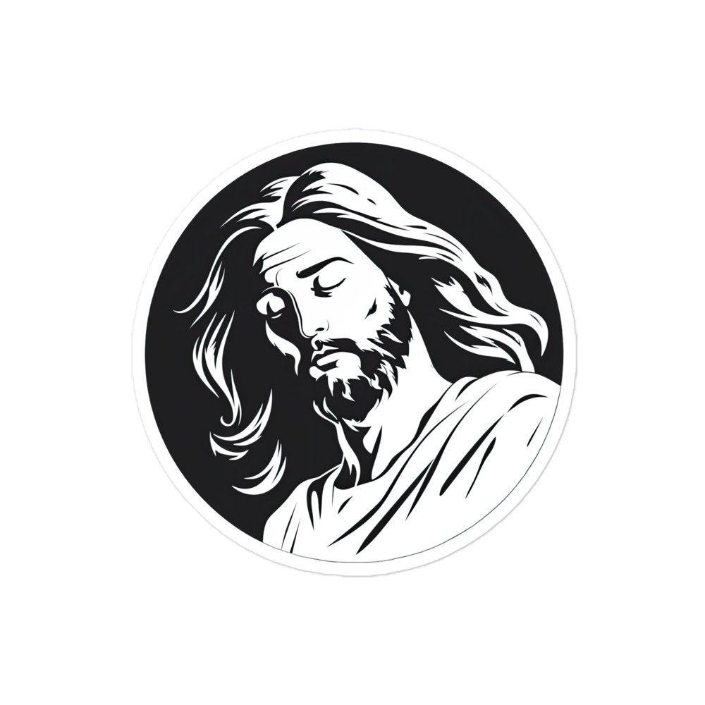 Black and White Jesus Christ Sticker | Kiss-cut & Bubble-free Premium ...