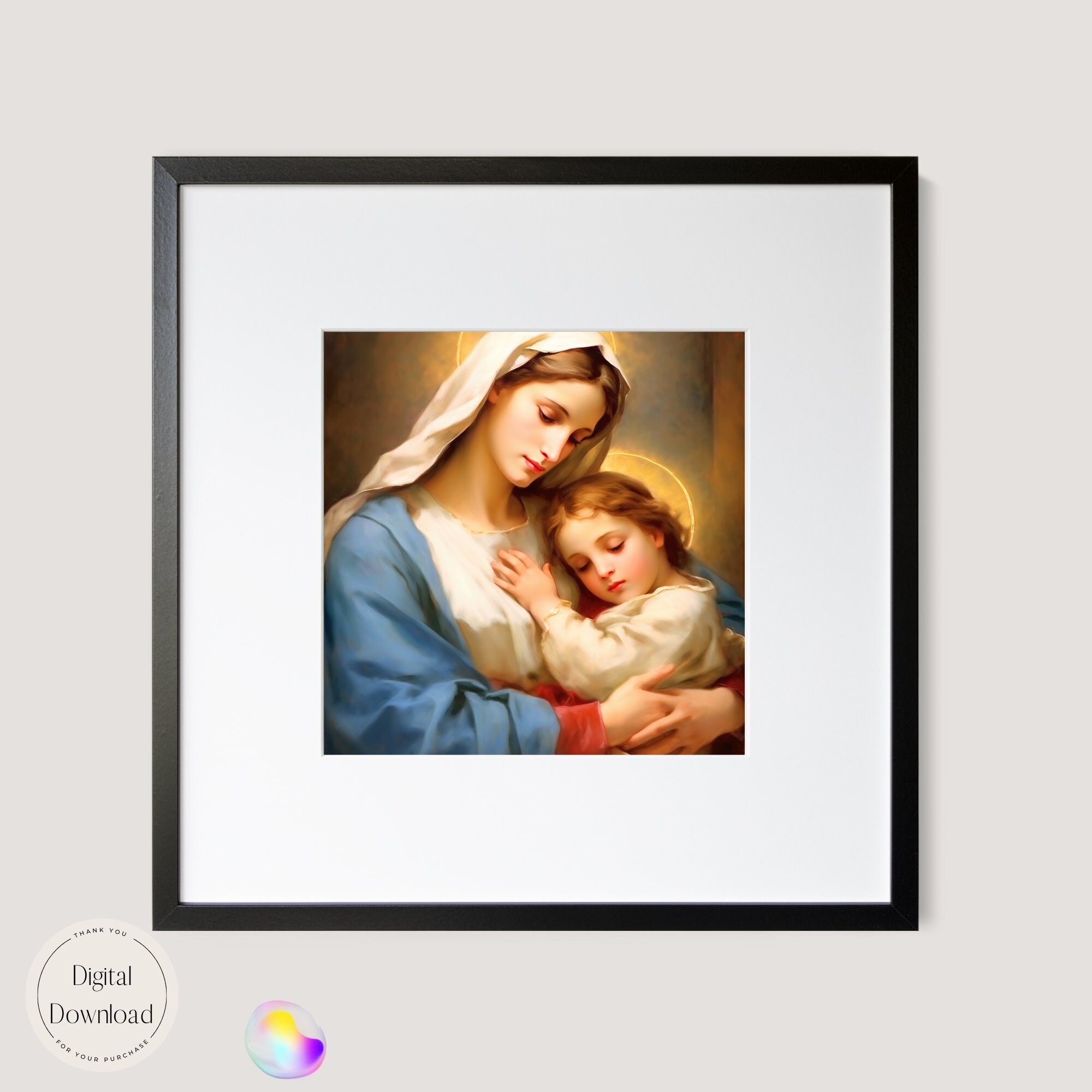 Mother Mary and Baby Jesus Printable Art 52 Instant Download Thank You ...
