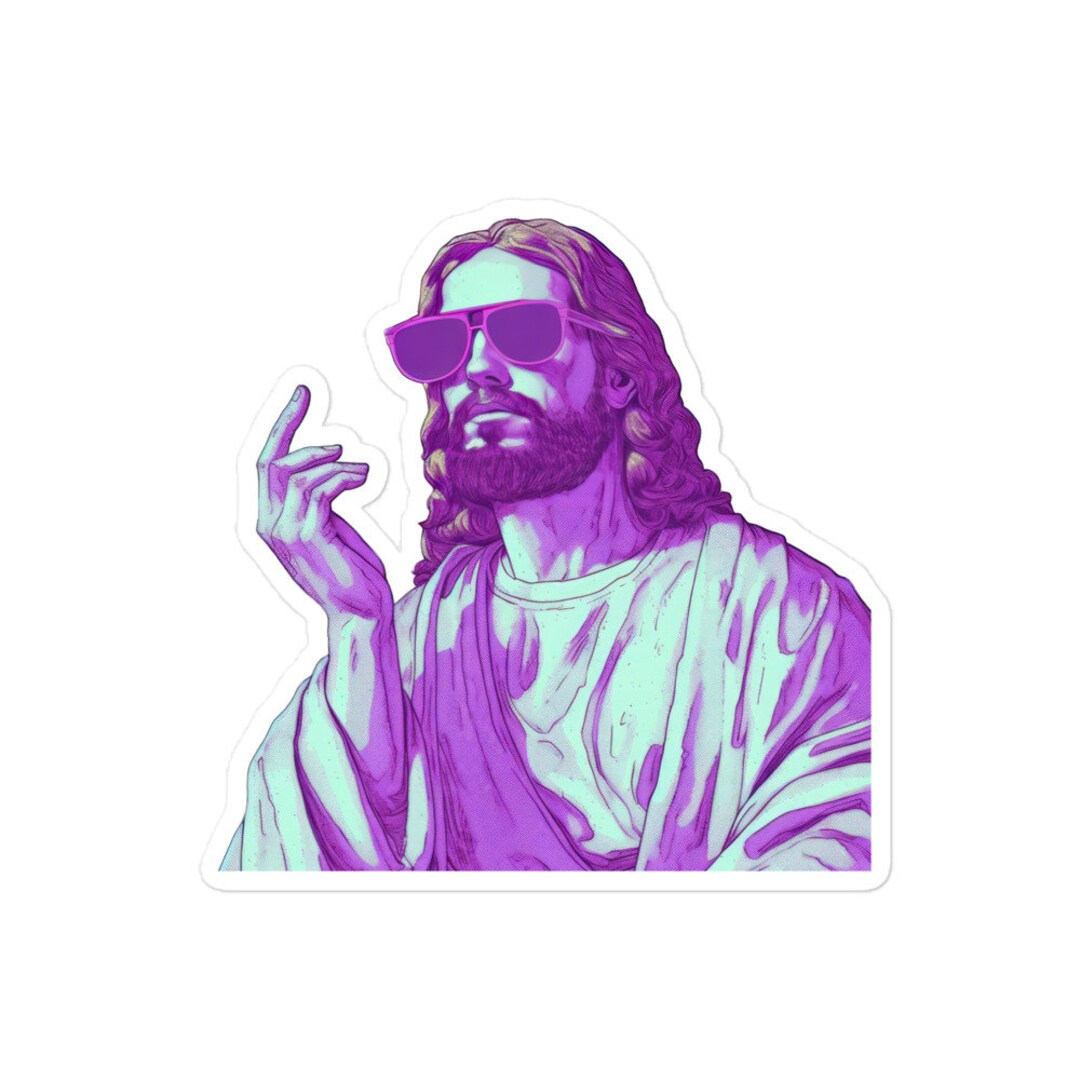 Jesus Pointing Finger Sticker | Cool Jesus With Sunglasses Sticker ...