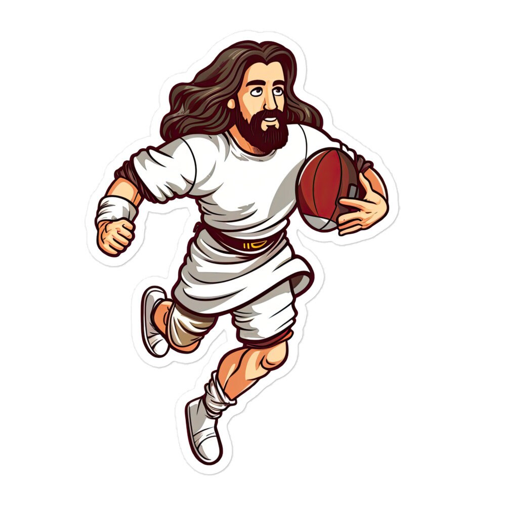 Football Jesus Christ Sticker | Kiss-cut & Bubble-free Premium Stickers ...