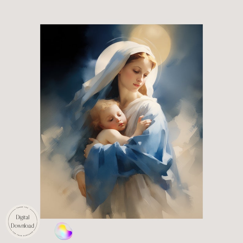 Mother Mary and Baby Jesus Printable Art 30 Instant Download Expecting ...