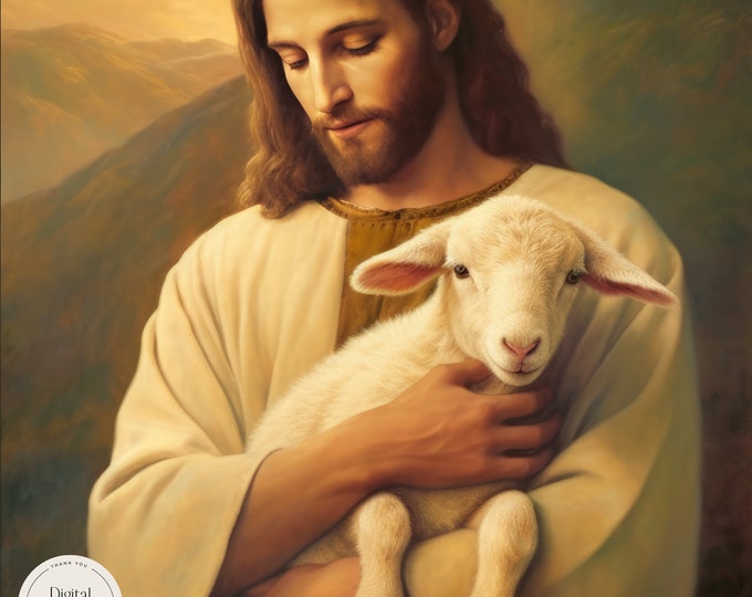 Jesus Christ & the Lamb Religious Printable Art 265 | Instant Download ...