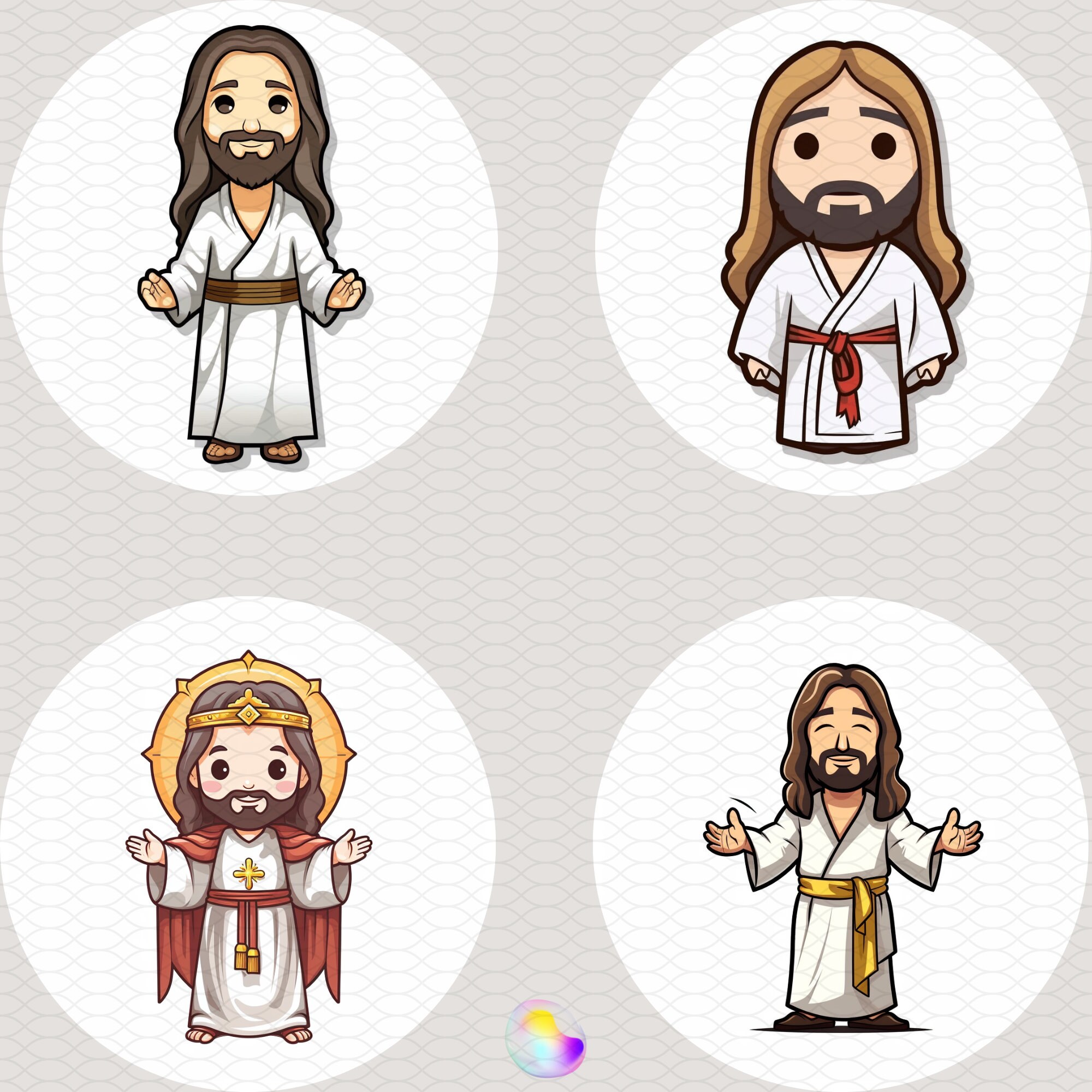 12x Cute Chibi Jesus Christ Sticker Sheet - Circle Stickers 56 ...