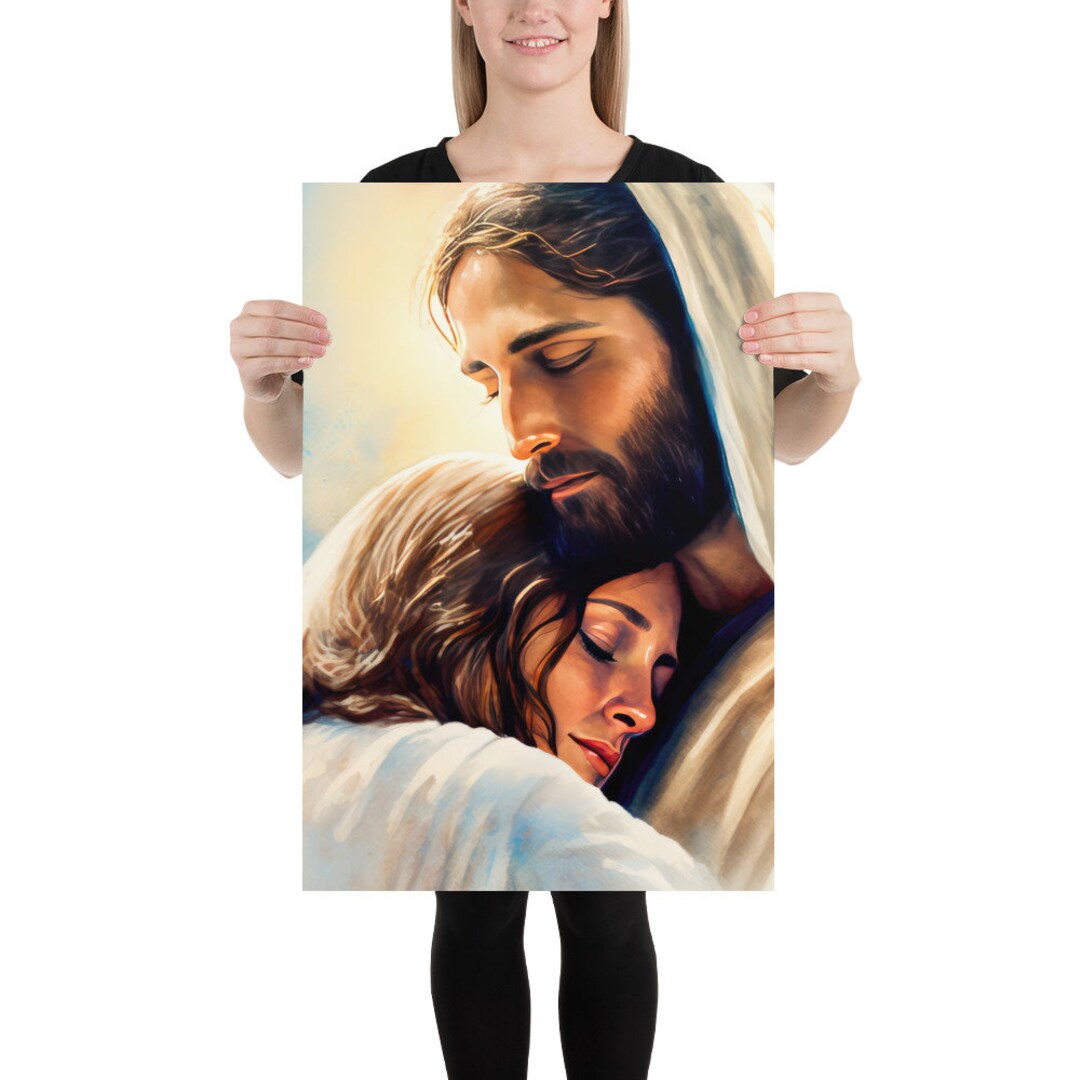 Tender Embrace of Jesus Christ, Religious Art Print, Jesus Holding ...