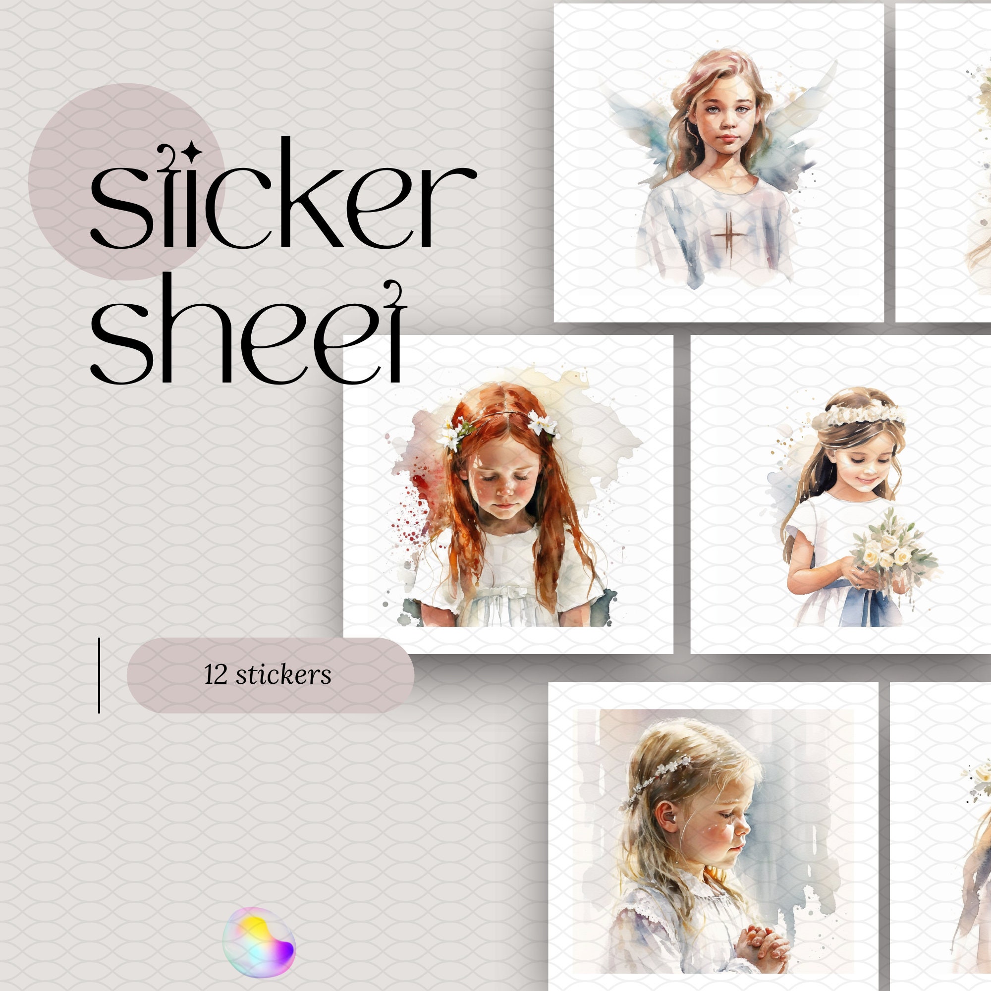 12x Communion Girl Sticker Sheet Inspirational Communion Sticker Pack ...