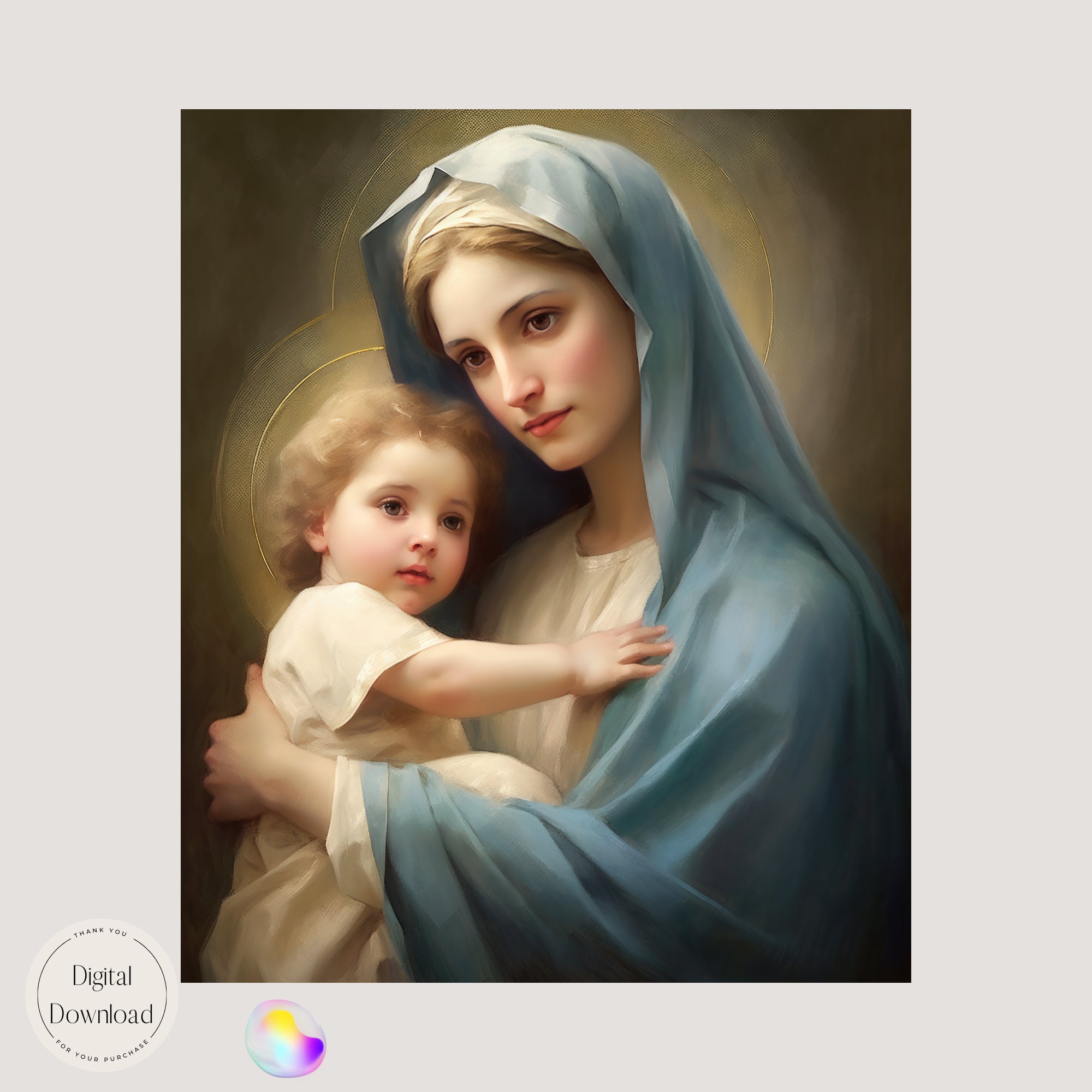 Mother Mary and Baby Jesus Printable Art 54 Instant Download Mother's ...