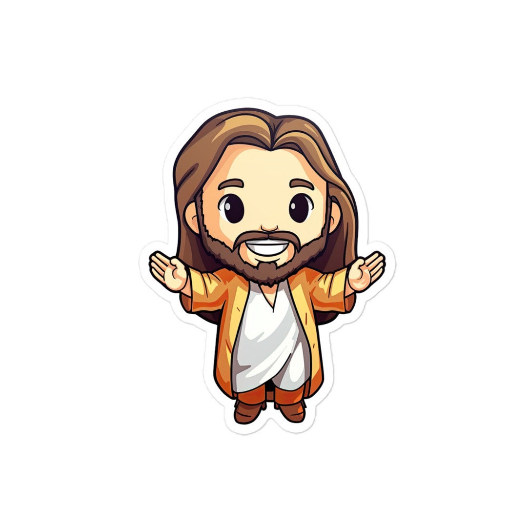 Cute Jesus, Chibi Jesus, Cartoon Jesus Sticker Kiss-cut & Bubble-free ...