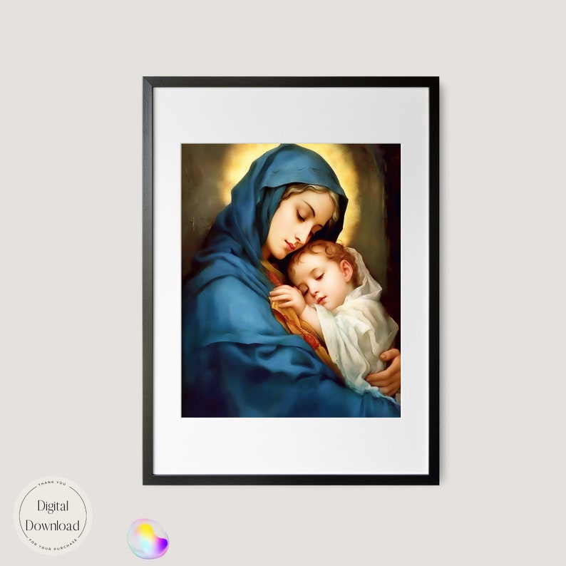 Mother Mary and Baby Jesus Printable Art 75 Instant Download - Etsy
