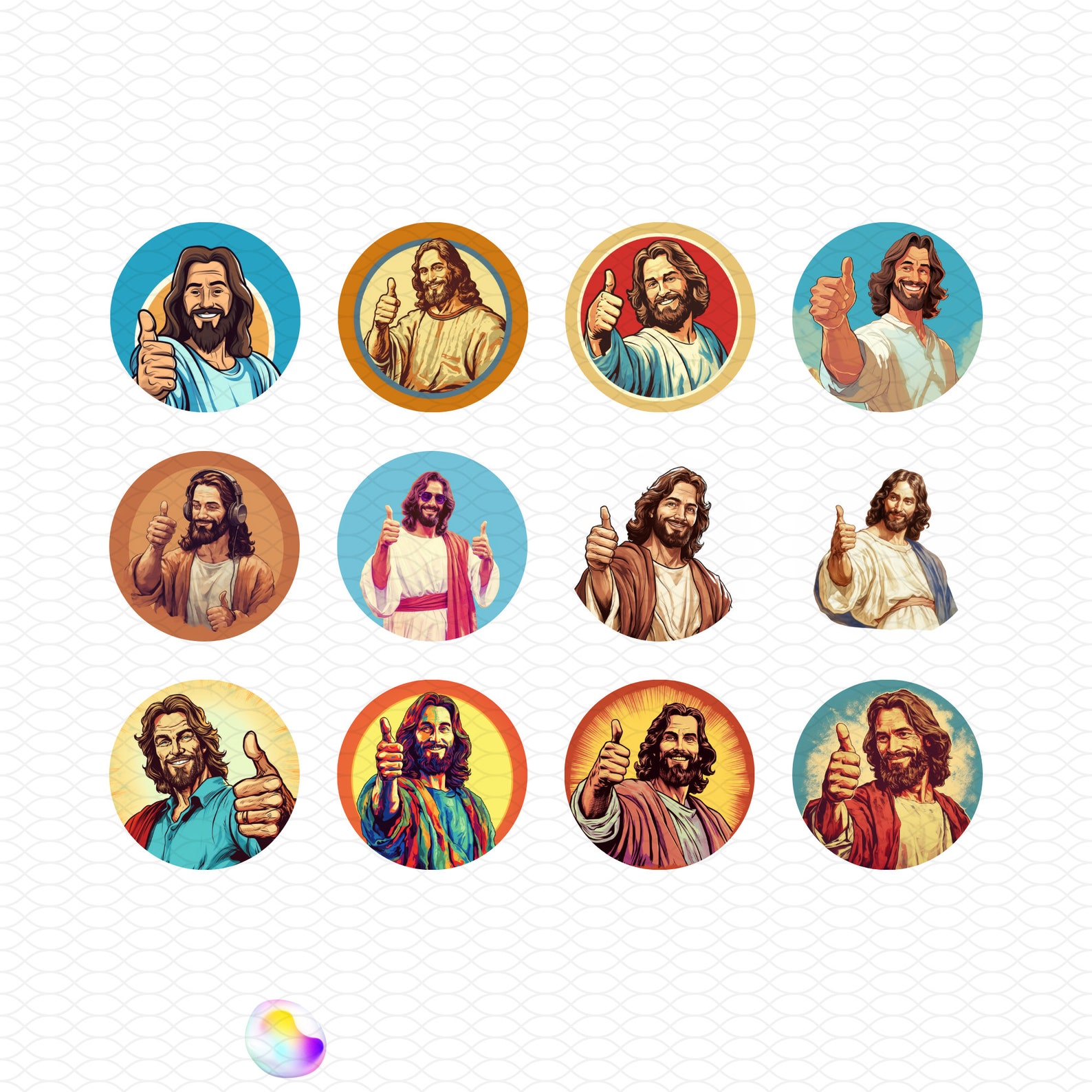 Jesus Giving You A Thumb up Jesus Christ Sticker Sheet Circle Stickers ...