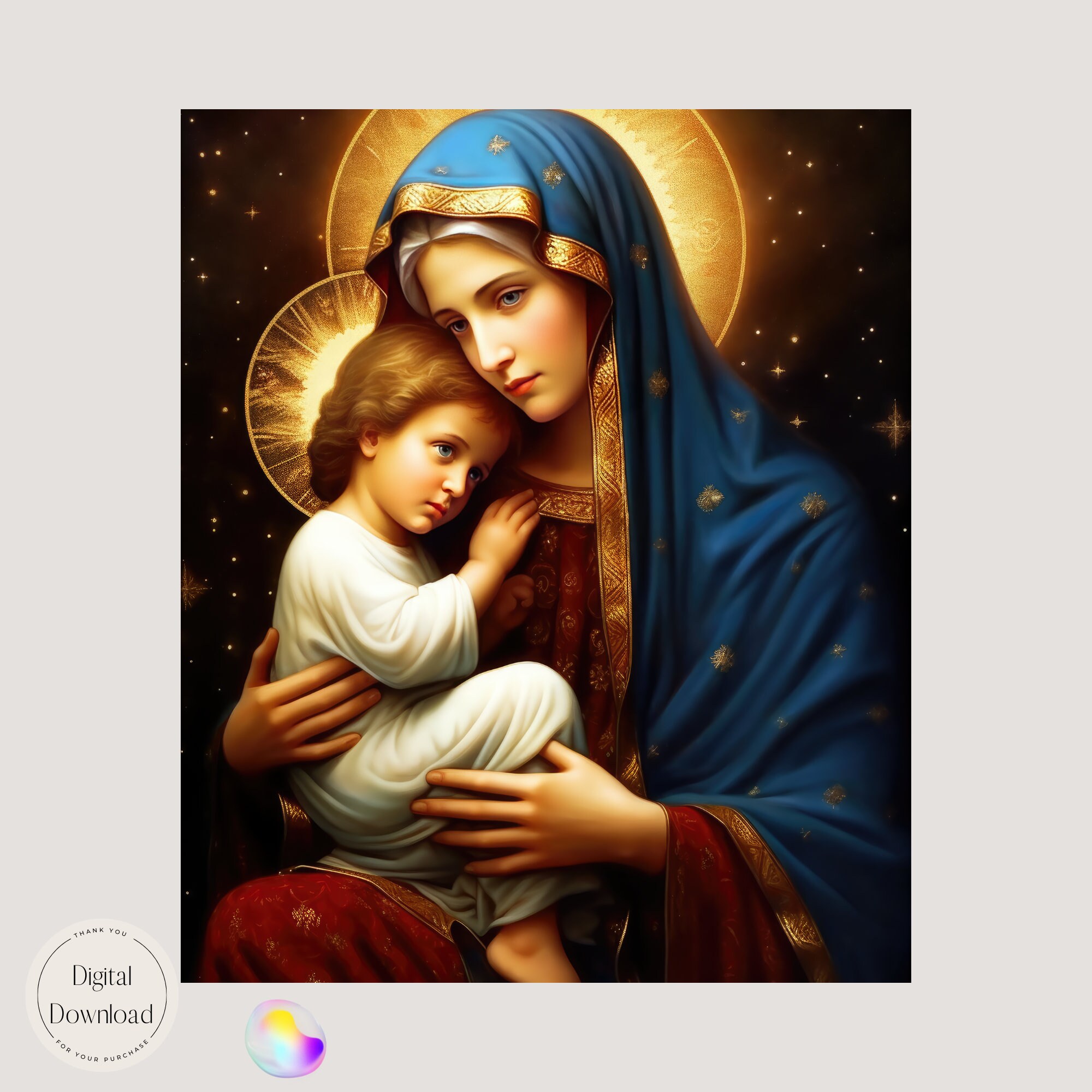 Mother Mary and Baby Jesus Printable Art 77 | Instant Download ...