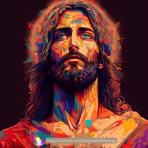Jesus Christ Portrait Illustration Poster | Spiritual Art | Bible Art ...