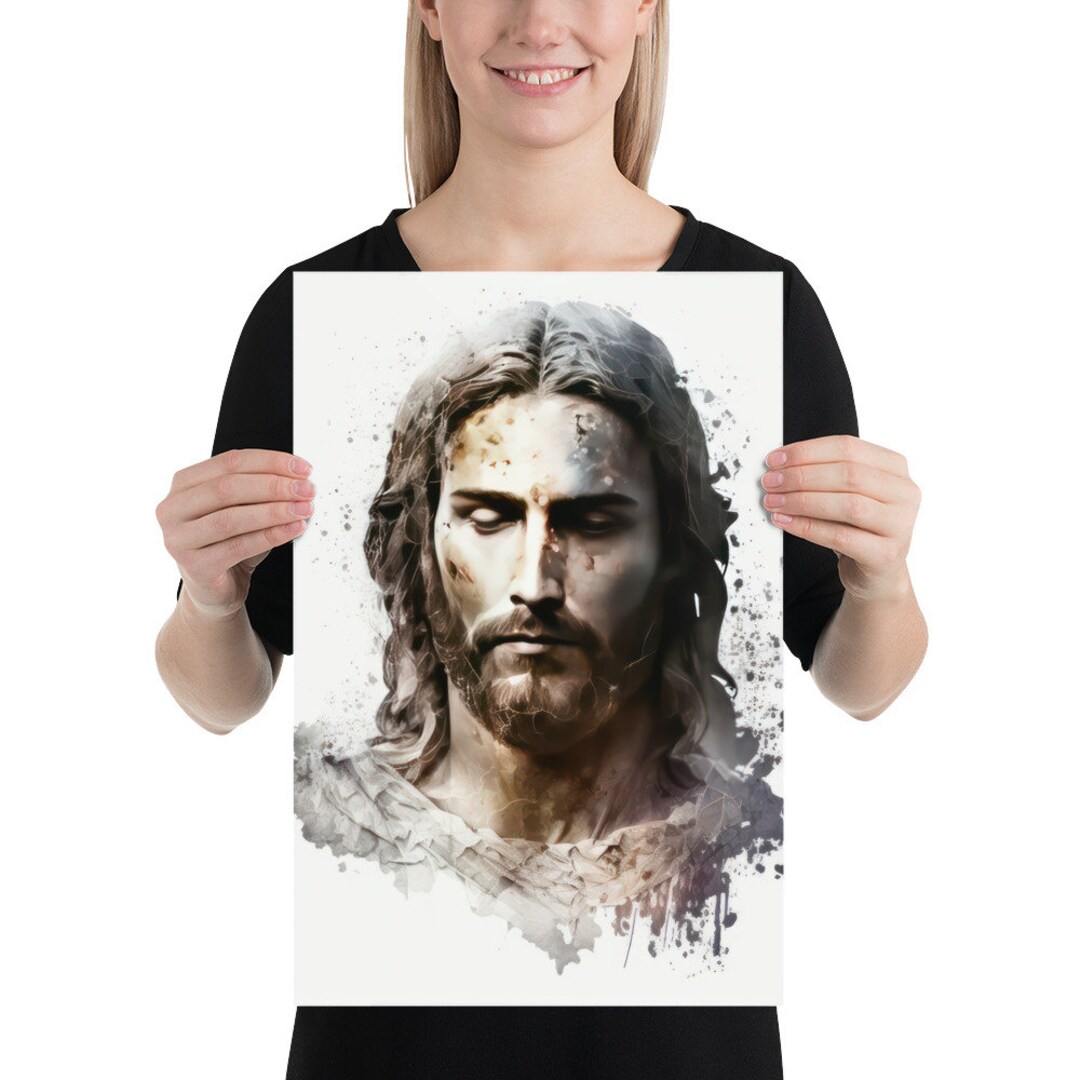 Jesus Christ Portrait Illustration Poster | Spiritual Art | Bible Art ...