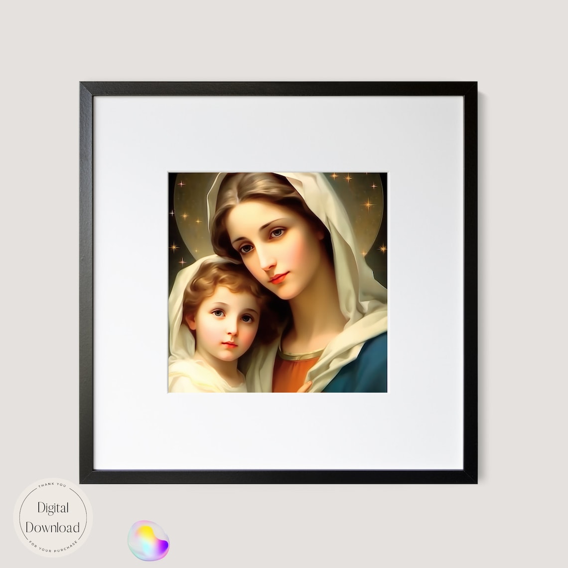 Mother Mary and Baby Jesus Printable Art 57 Instant Download Catholic ...