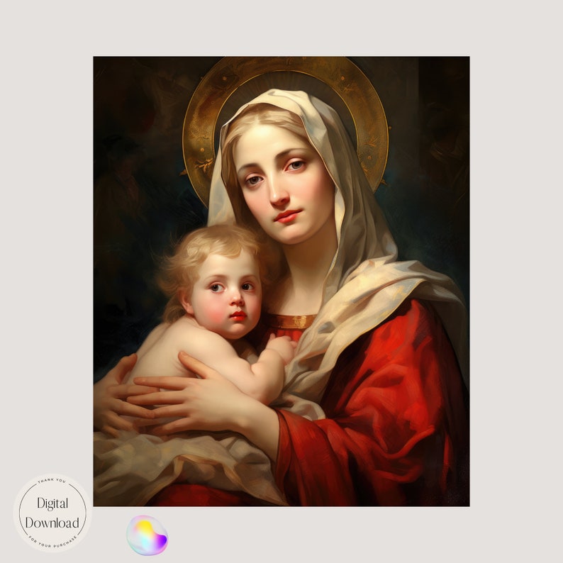 Mother Mary And Baby Jesus Printable Art 70 Instant Download Etsy
