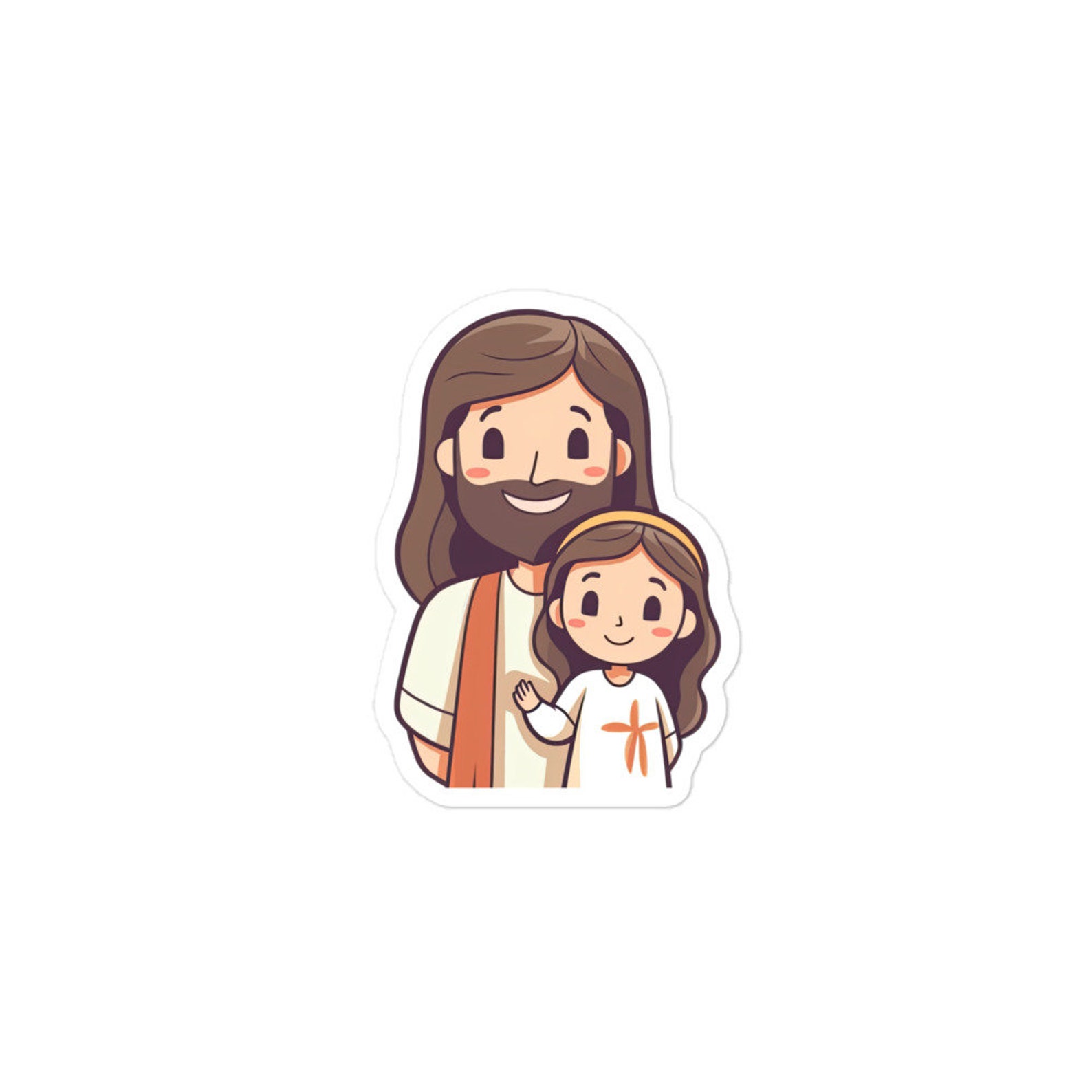 Jesus With Children Sticker, Jesus Christ Sticker | Kiss-cut & Bubble ...