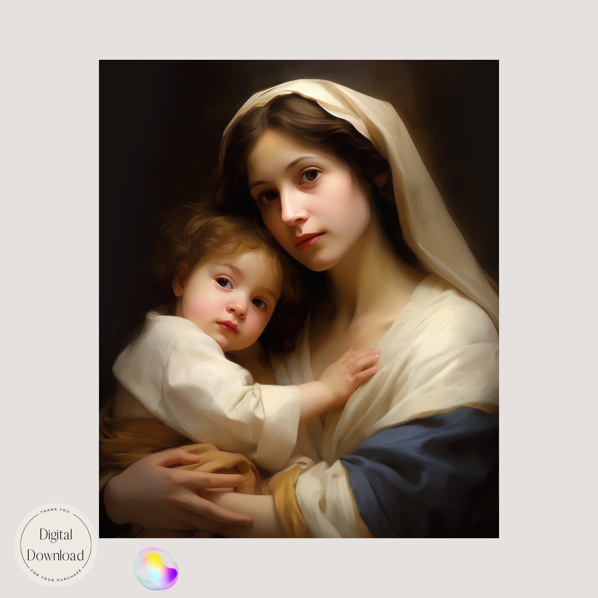 Mother Mary and Baby Jesus Printable Art 21 | Instant Download ...