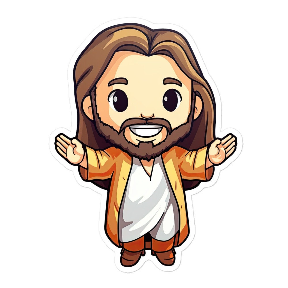 Cute Jesus, Chibi Jesus, Cartoon Jesus Sticker Kiss-cut & Bubble-free ...