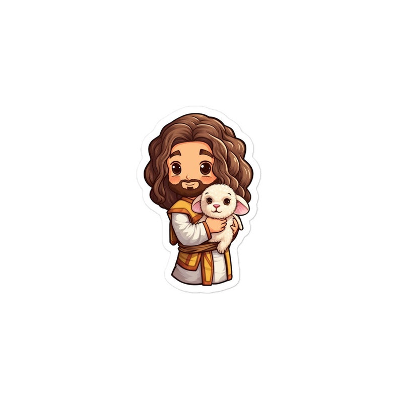 Jesus With Animal Sticker, Cute Jesus Sticker, Jesus Christ Sticker ...
