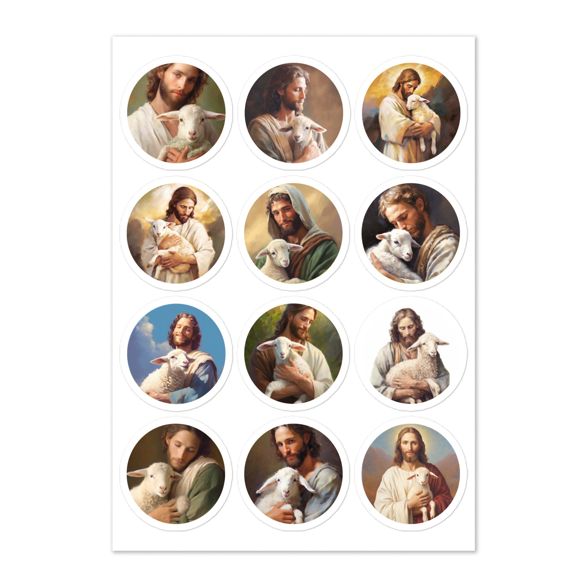 12x Jesus the Sheppard Stickers Jesus Christ Sticker Sheet Circle ...