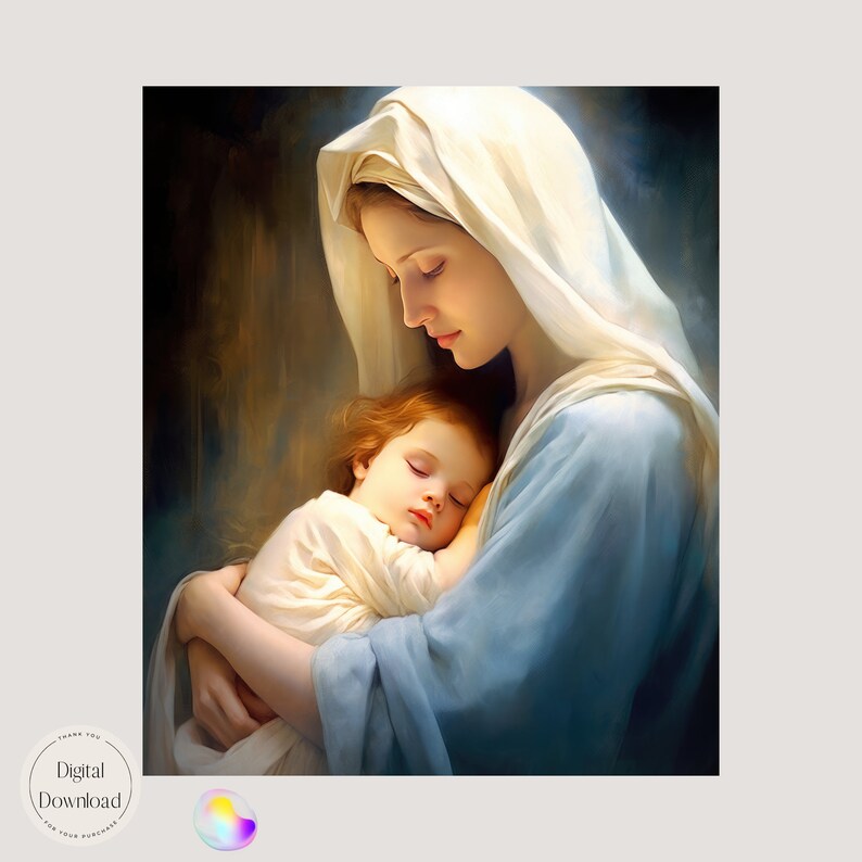 Mother Mary and Baby Jesus Printable Art 16 Instant Download A Blessed ...