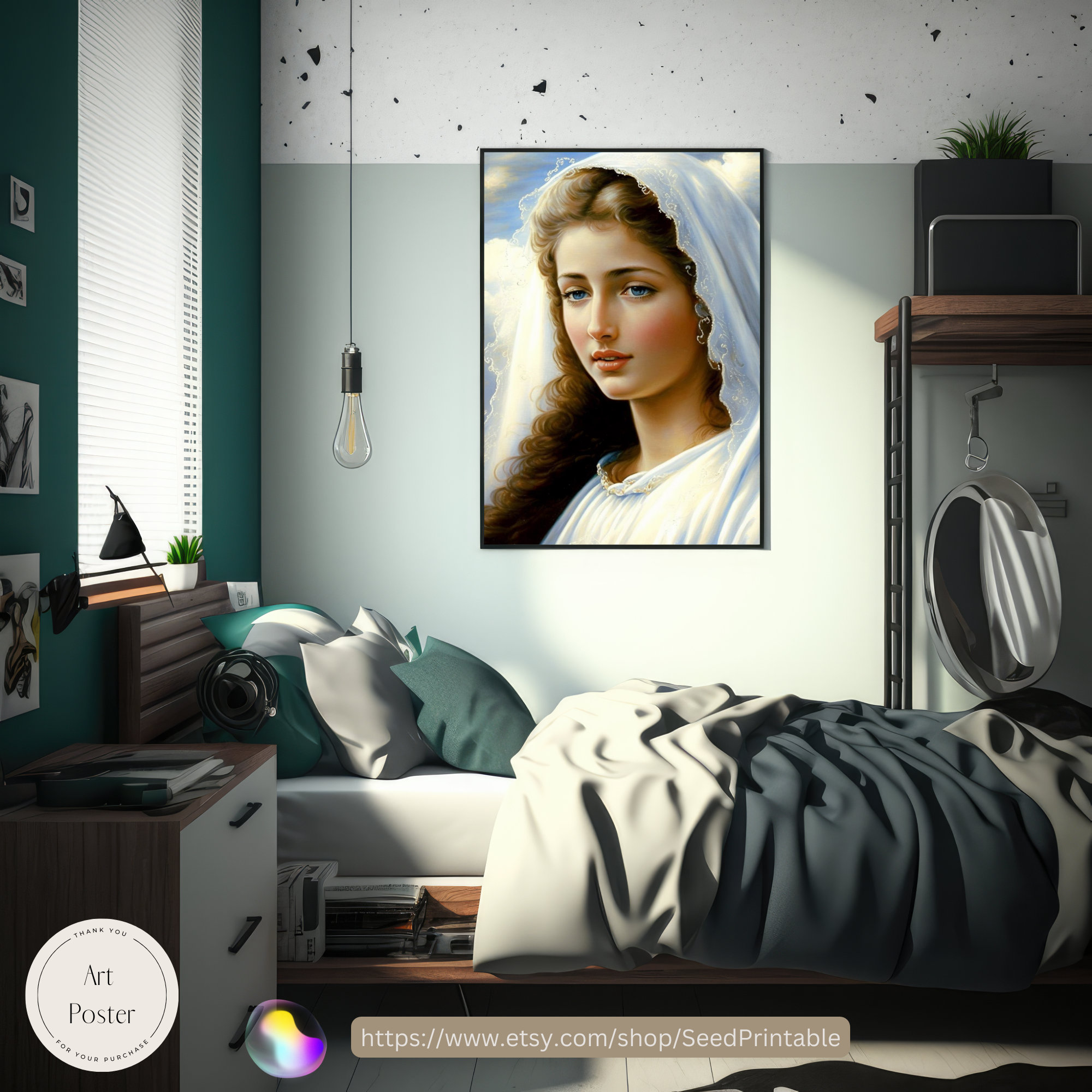 Our Lady of the Rosary Portrait Religious Art Catholic - Etsy