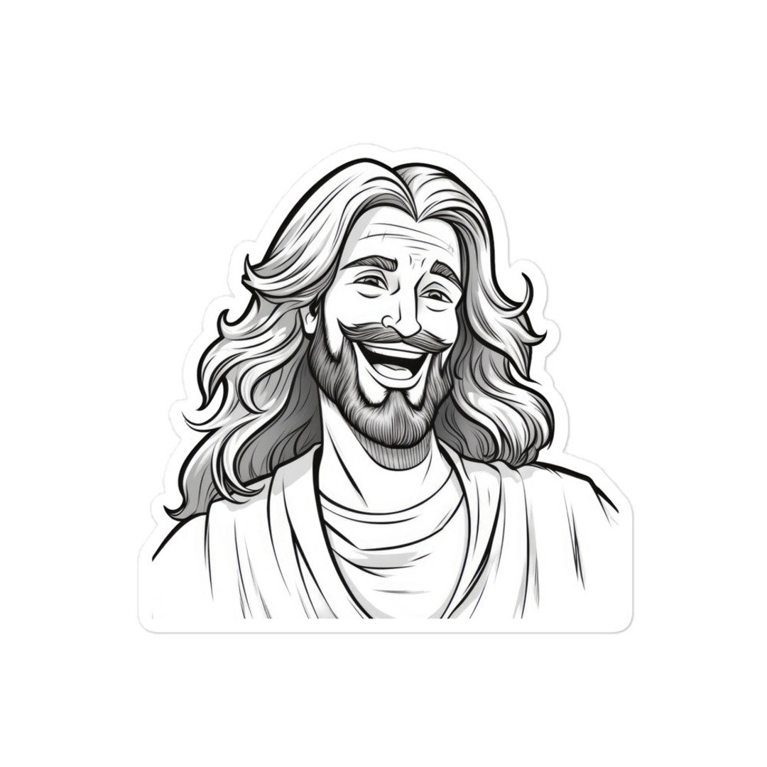 Black and White Jesus Christ Sticker | Kiss-cut & Bubble-free Premium ...