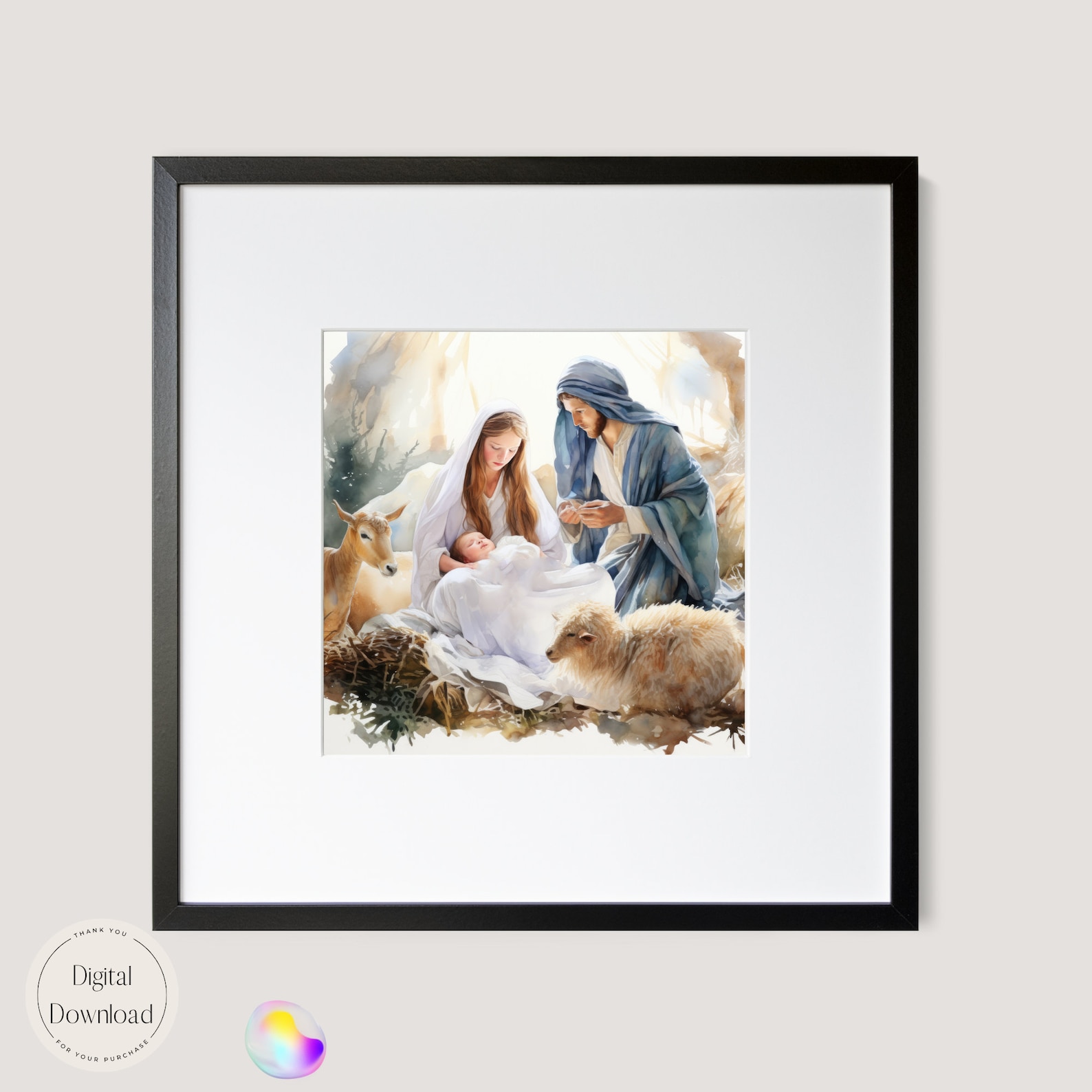 Nativity Scene Printable Art 4 | Instant Download | Watercolor Nativity ...