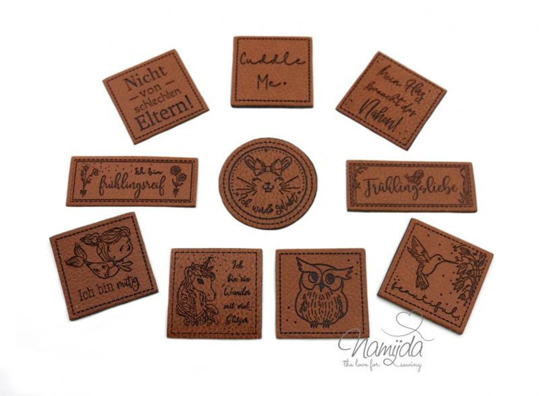 1 SET Leather Labels Set Girls Patch With Pre-printed Sewing Seam 10 ...