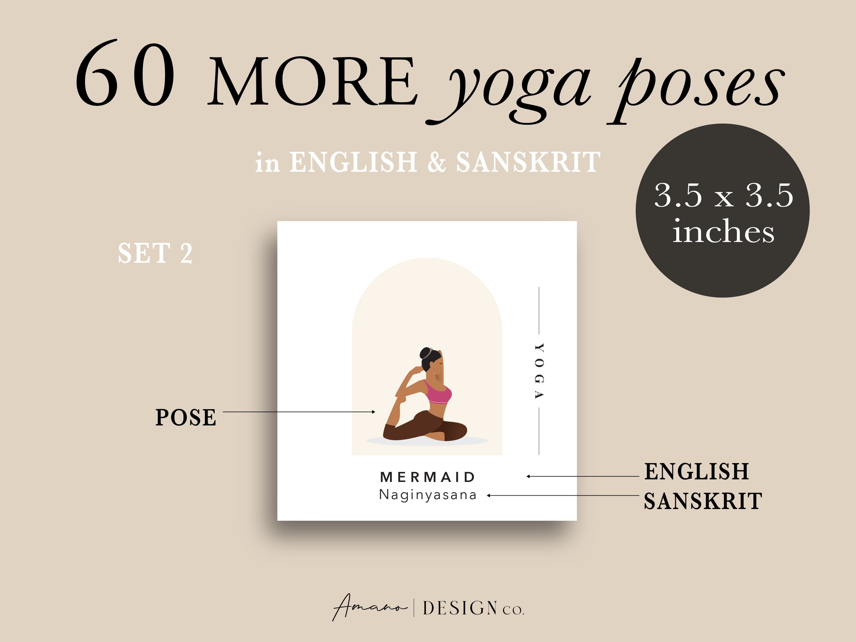 Yoga Pose Flashcards Set 2 60 MORE Cards English & Sanskrit Printable ...