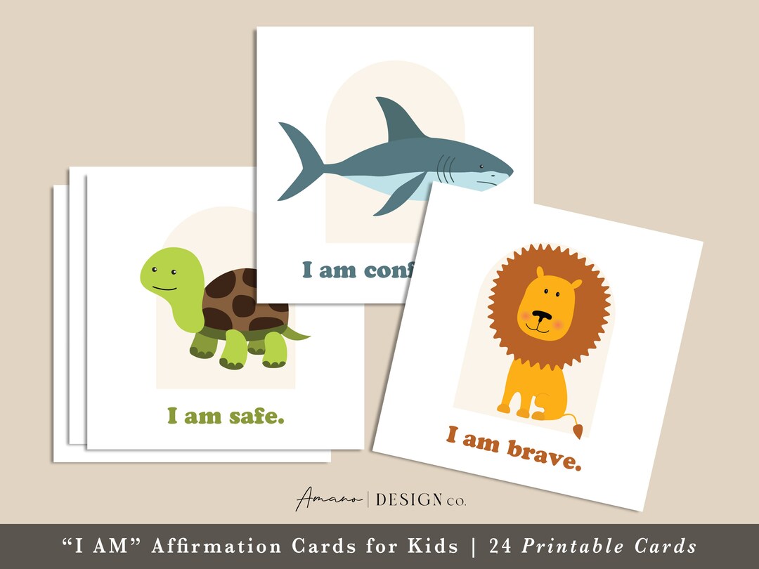 24 "i Am" Affirmation Cards for Kids | Printable/digital PDF 3.5x3.5 In ...