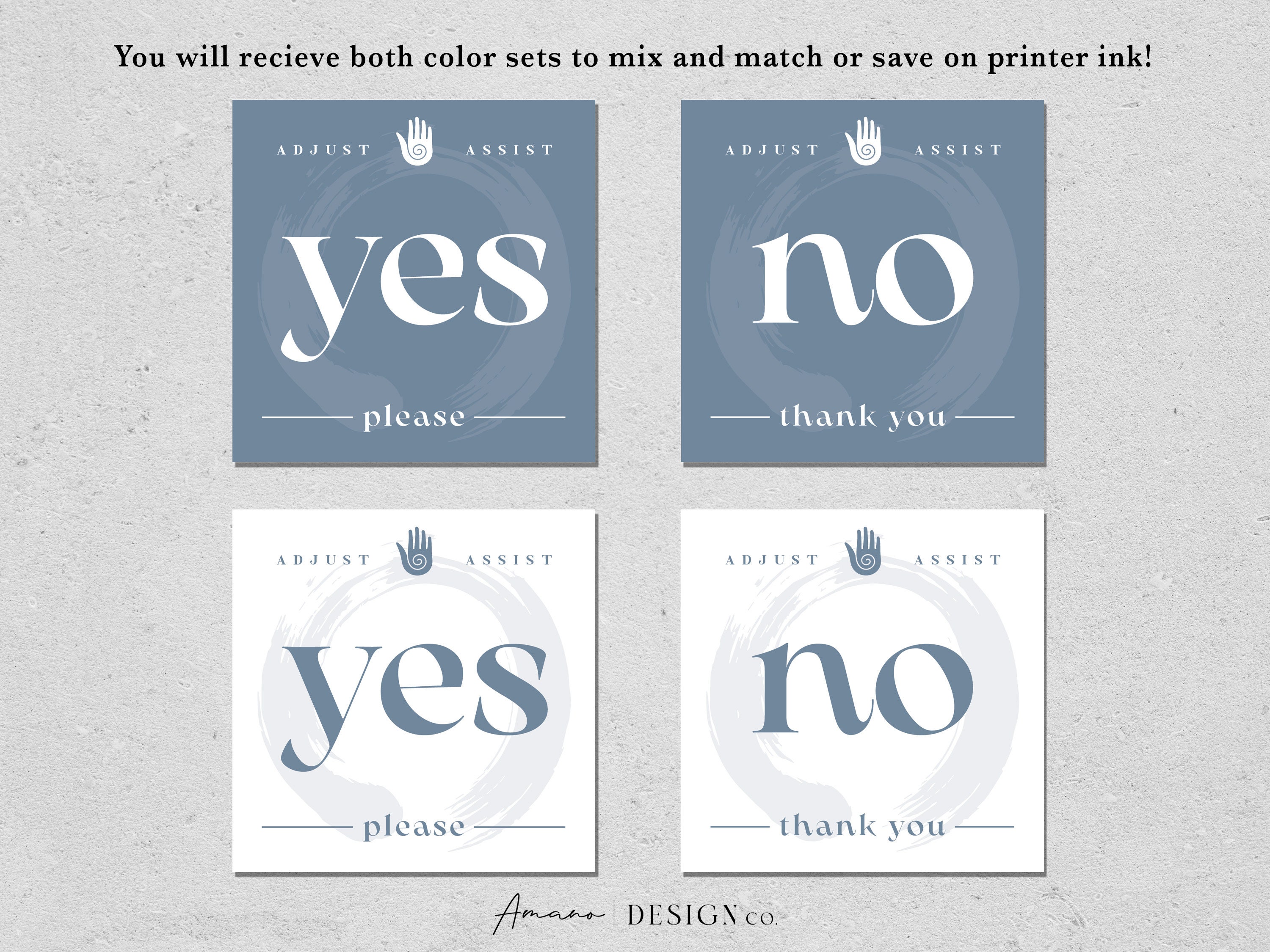 Yoga Hands on Assists Consent Cards | YES NO | Blue | Printable/digital ...