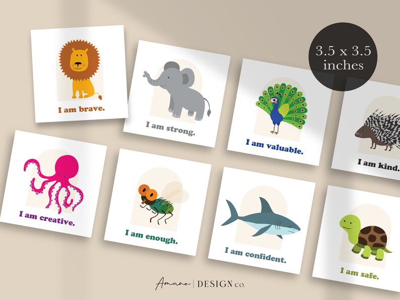 24 "i Am" Affirmation Cards for Kids | Printable/digital PDF 3.5x3.5 In ...