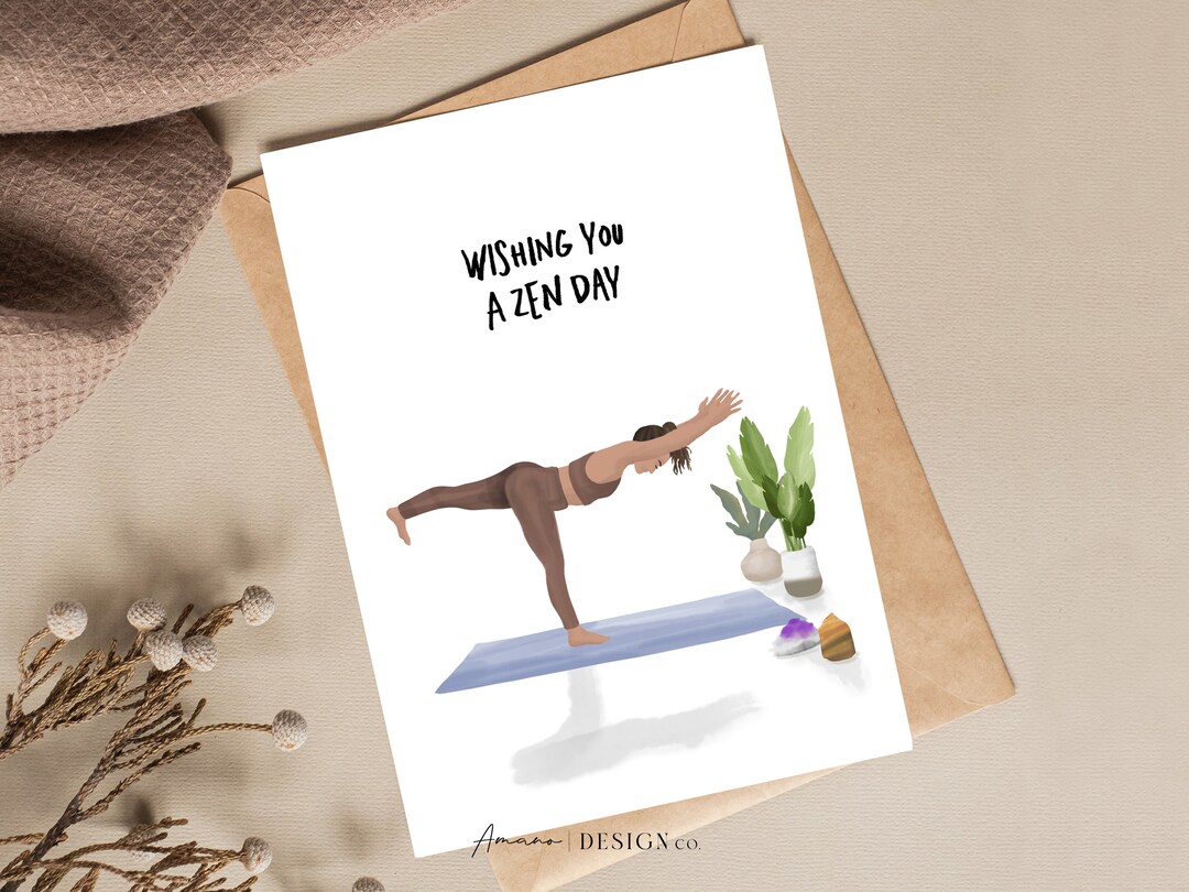 Wishing You A Zen Day | Warrior III Yoga Folded Card | 4x6 and 5x7 ...