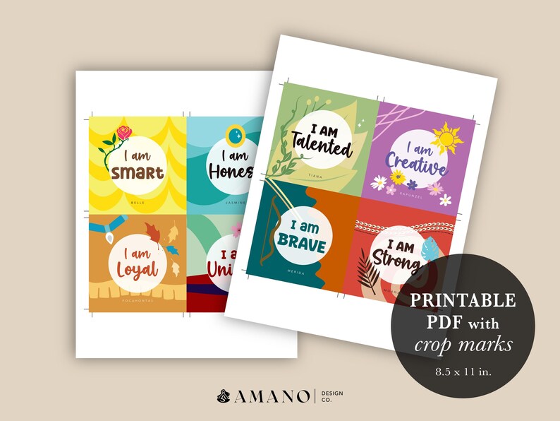 20 Disney Princess Inspired Affirmation Cards for Kids | Printable ...