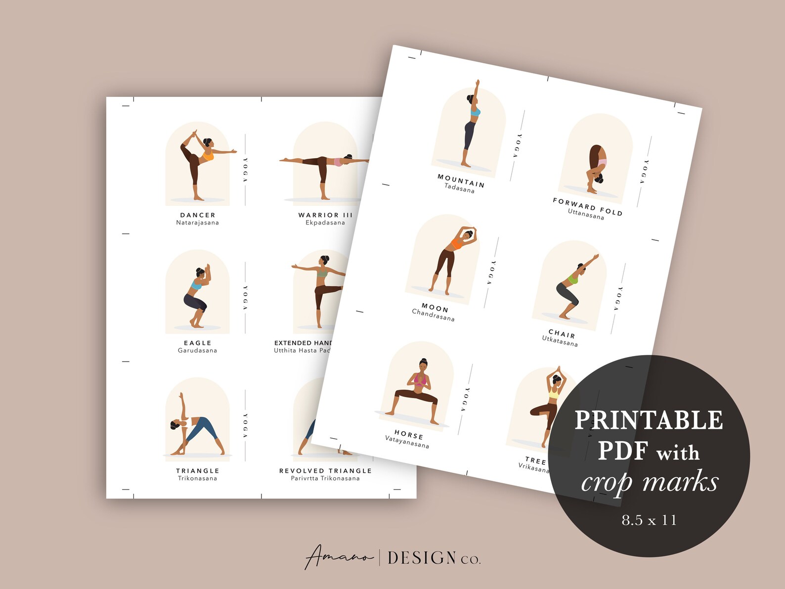 Yoga Pose Flashcards BUNDLE 120 Cards Sets 1 and 2 - Etsy