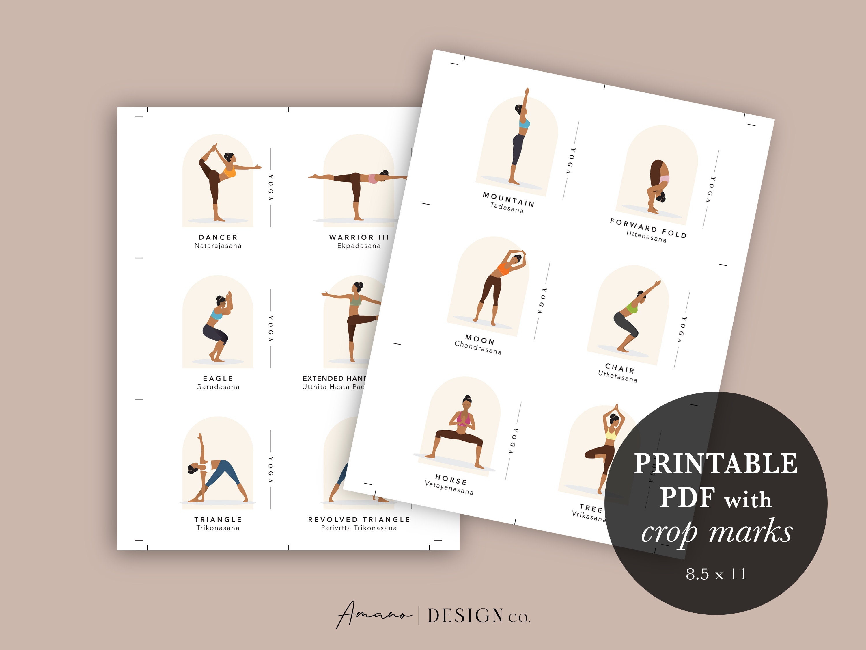 Yoga Pose Flashcards BUNDLE 120 Cards Sets 1 and 2 - Etsy