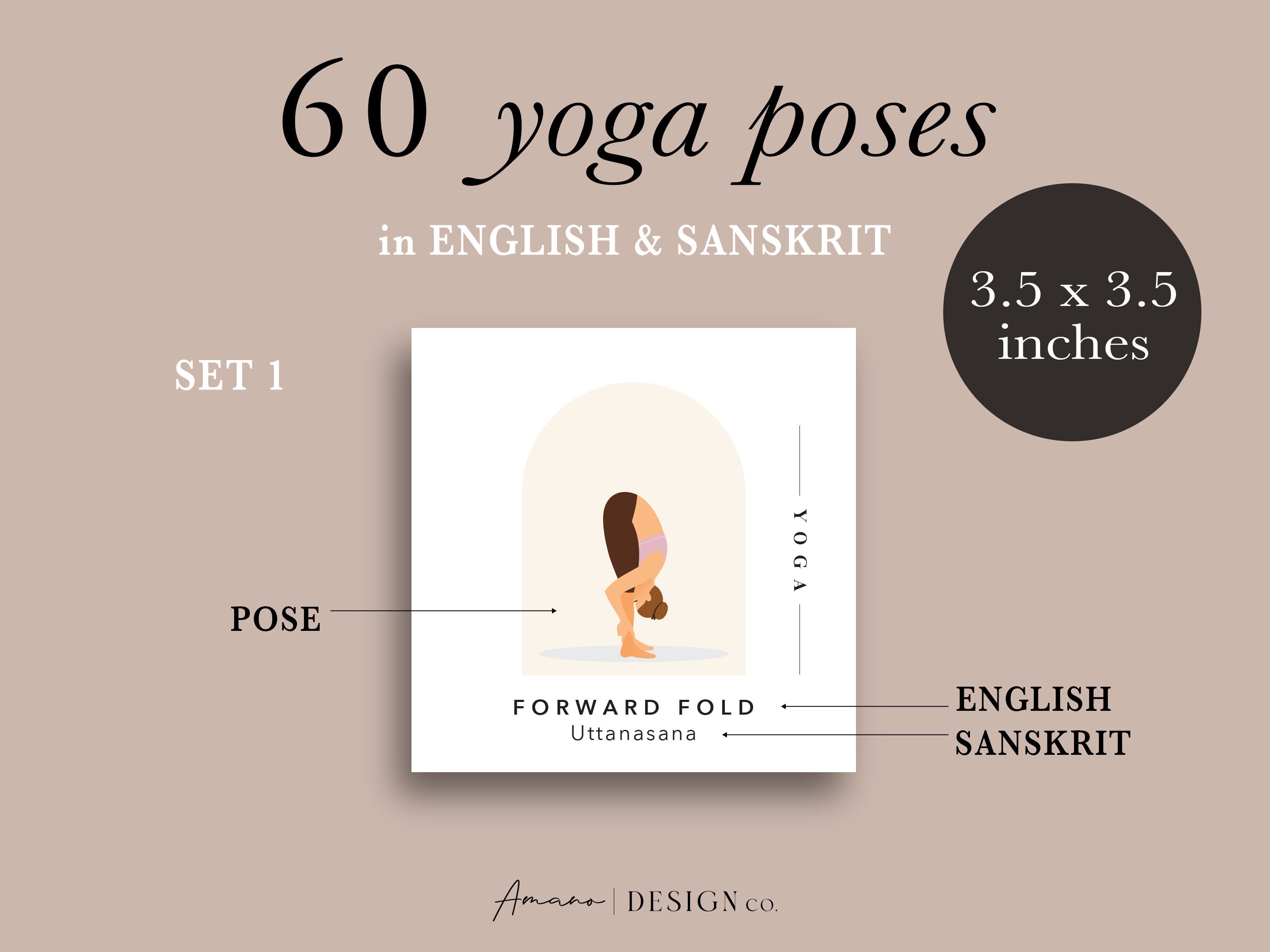 Yoga Pose Flashcards BUNDLE 120 Cards Sets 1 and 2 - Etsy
