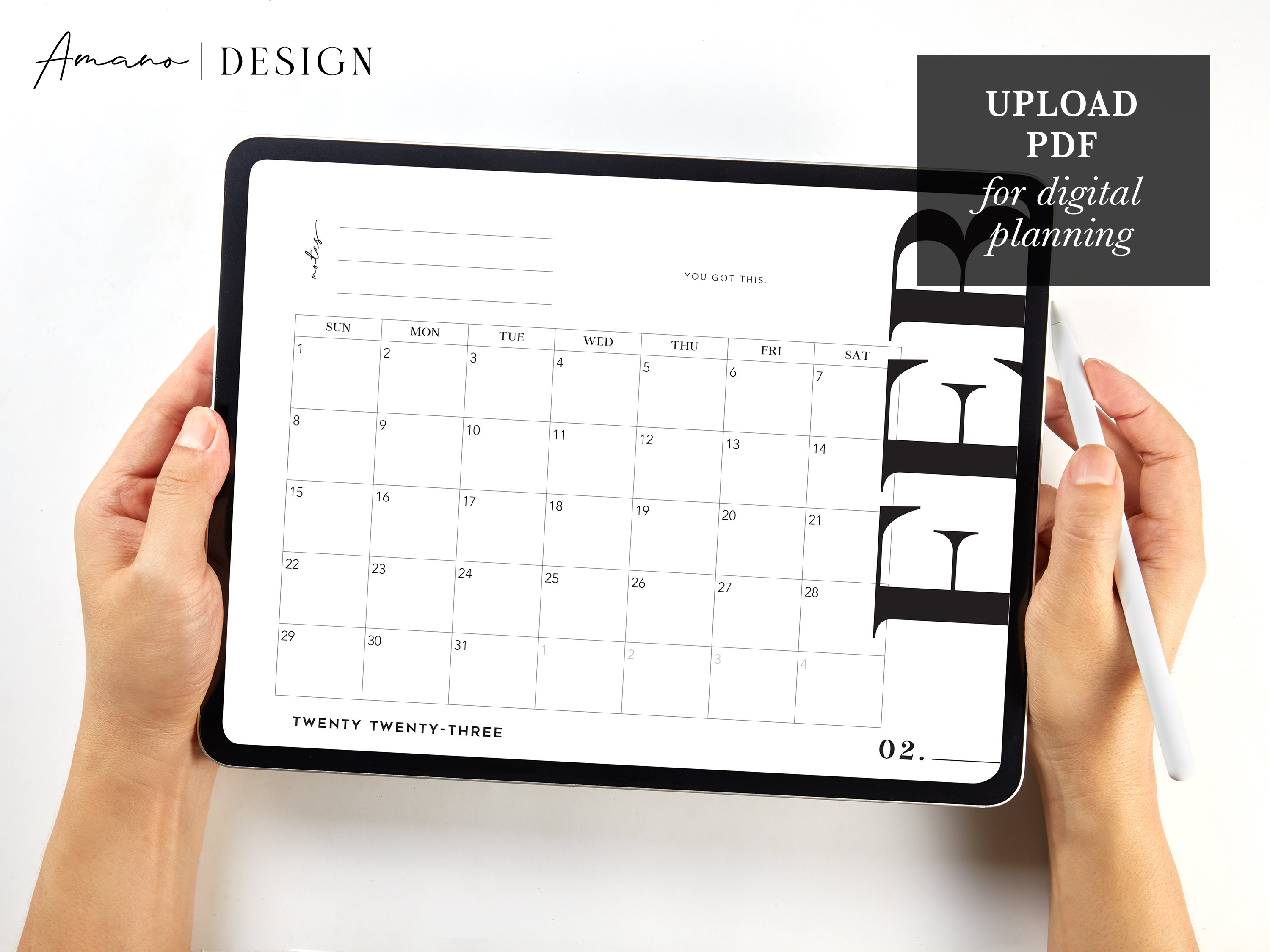 2023 Monthly Calendar Printable/digital PDF Modern Big Font - Etsy