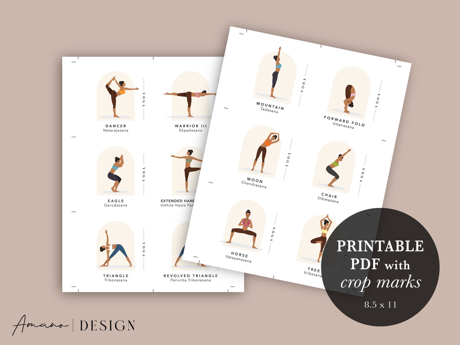 Yoga Pose Flashcards BUNDLE 120 Cards Sets 1 and 2 - Etsy