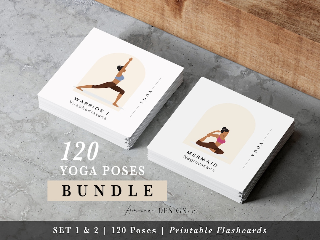 Yoga Pose Flashcards BUNDLE | 120 Cards - Sets 1 and 2 | English ...