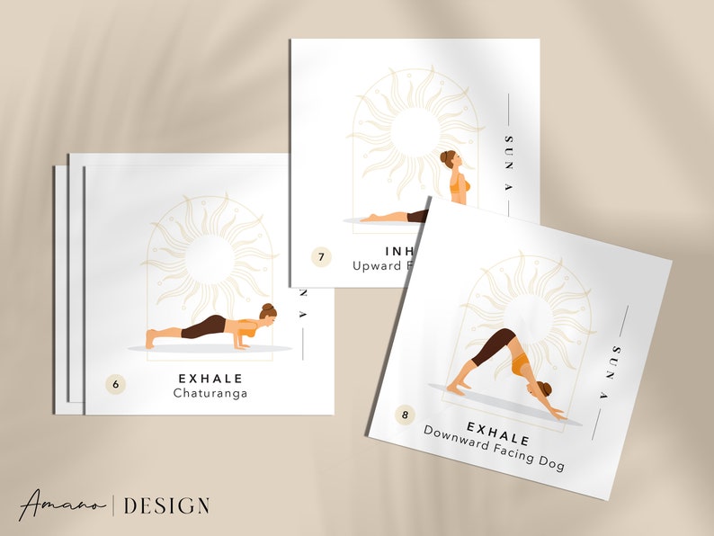 Yoga Sun Salutation A - Surya Namaskar | Printable/digital PDF 3.5x3.5 ...