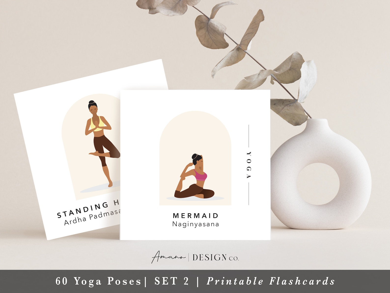 Yoga Pose Flashcards BUNDLE 120 Cards Sets 1 and 2 - Etsy