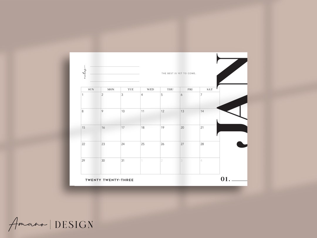 2023 Monthly Calendar Printable/digital PDF Modern Big Font - Etsy