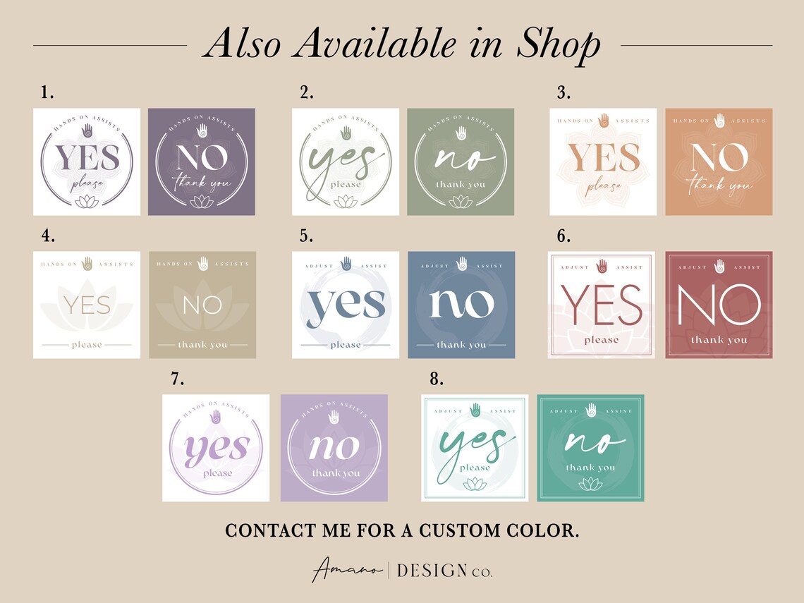 Yoga Hands on Assists Consent Cards | YES NO | Orange | Printable ...