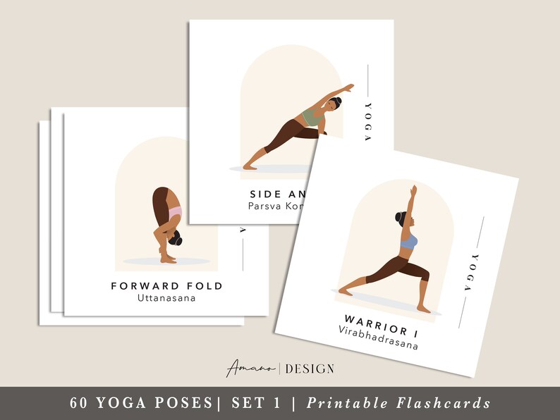 Yoga Pose Flashcards BUNDLE 120 Cards Sets 1 and 2 - Etsy