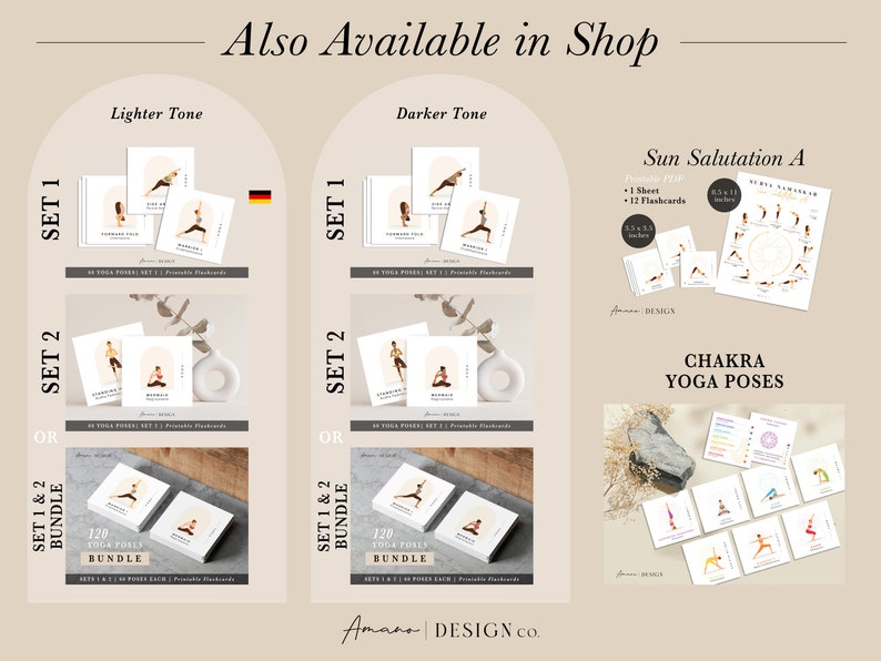 SET 1 Yoga Pose Flashcards | 60 Cards | English & Sanskrit | Printable ...